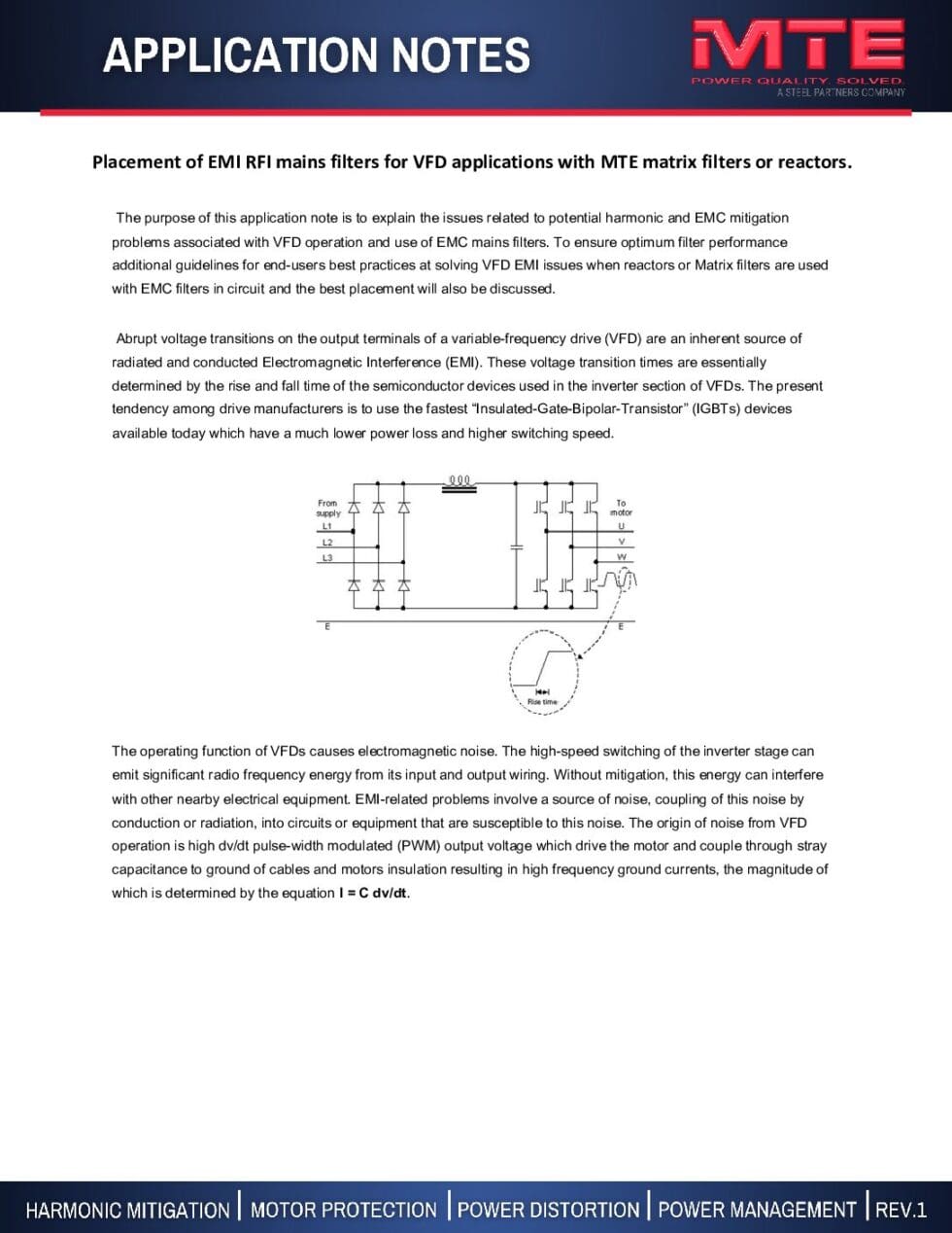 Placement of EMI RFI with Matrix Filters App Note | MTE Corporation