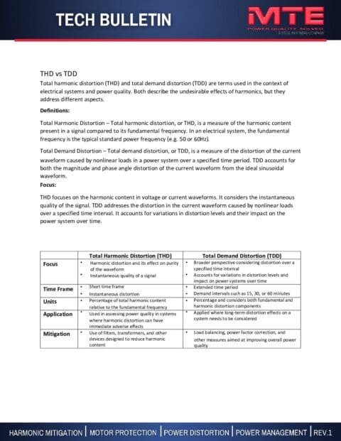 THD vs TDD Tech Bulletin | MTE Corporation